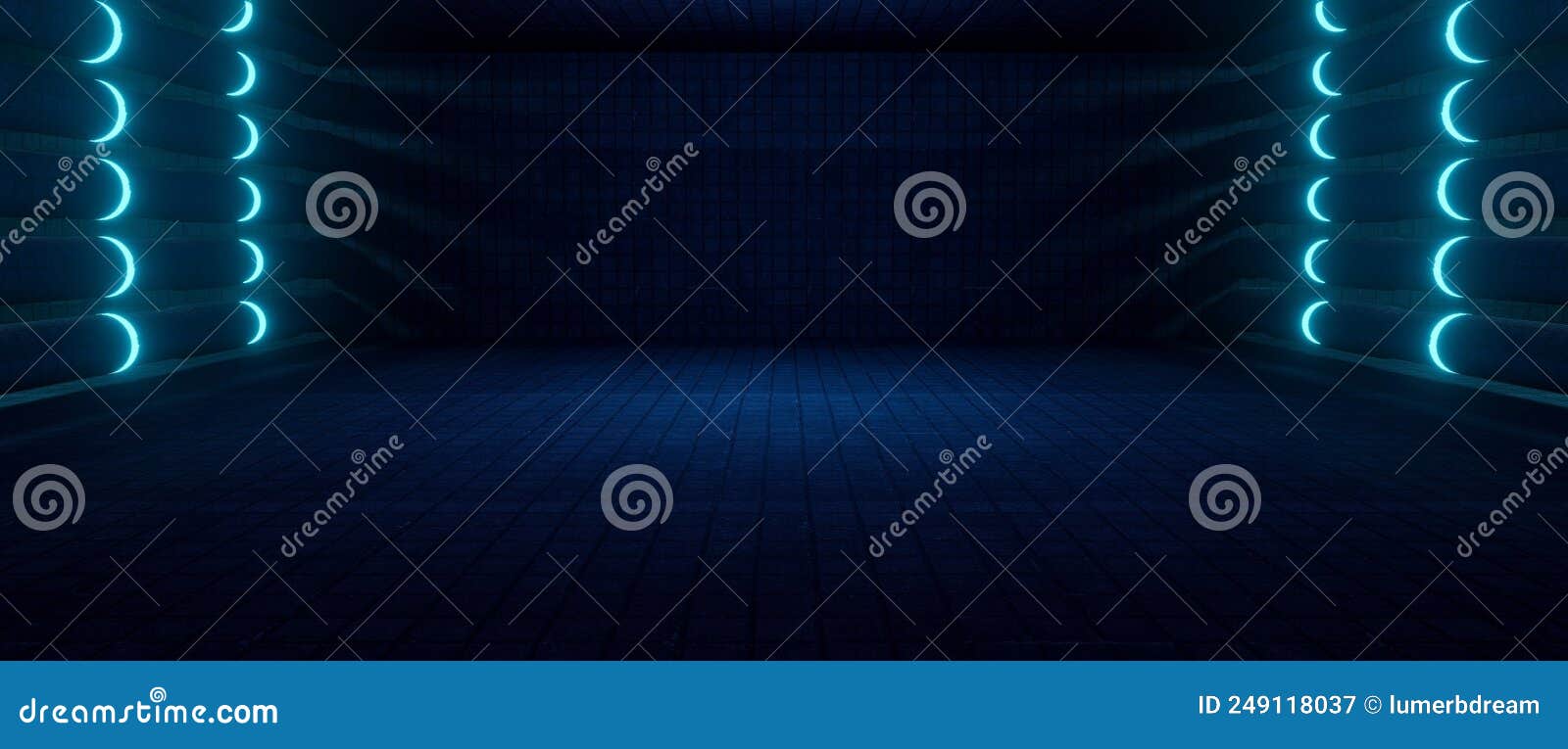 Computerized Inter Galactic Showroom Car Garage Empty Corridor ...