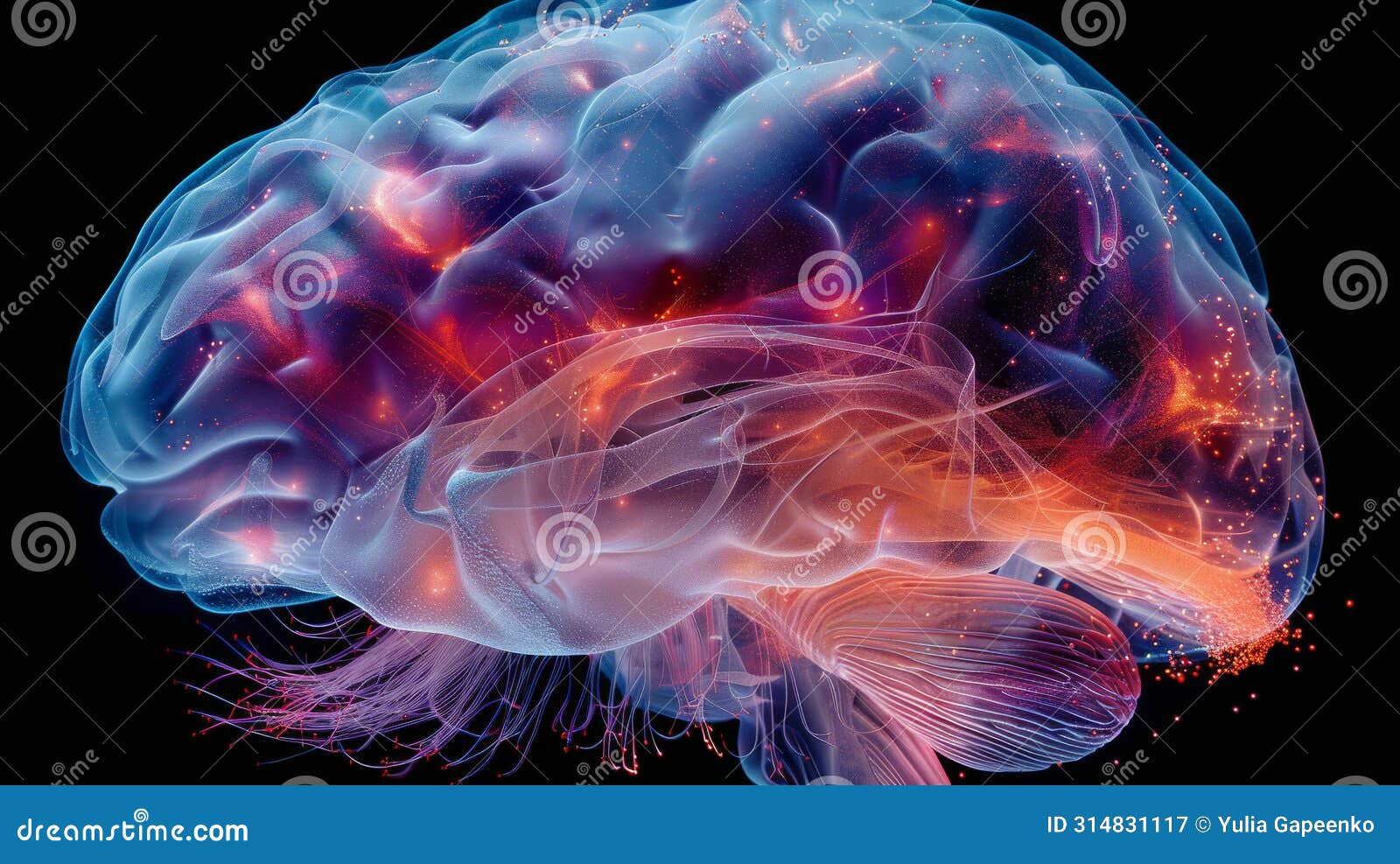 Computerized Representation of a Human Brain Stock Image - Image of ...