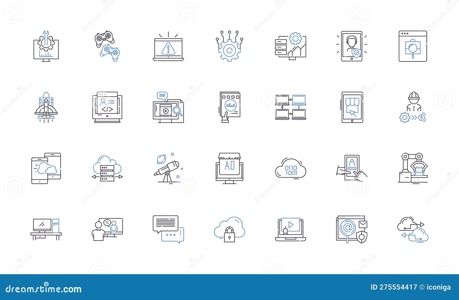 Computerized Supple Line Icons Collection. Automation, Inventory ...