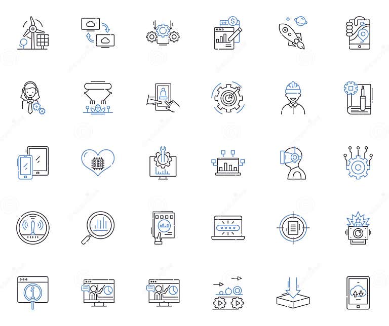 Computerized Systems Line Icons Collection. Automation, Programming, Software, Database ...