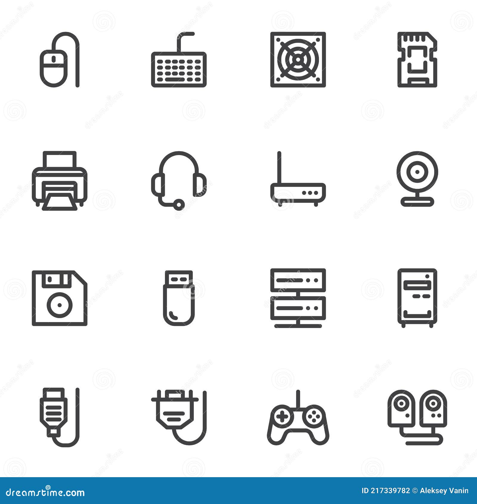 Computerkomponenten Zeilensymbole Vektor Abbildung - Illustration von ...