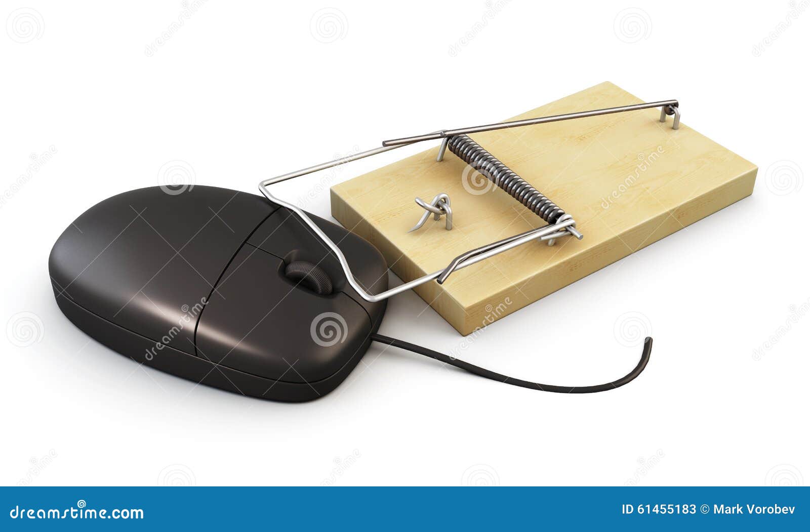 Computermaus in Einer Mausefalle 3d Stock Abbildung - Illustration von ...