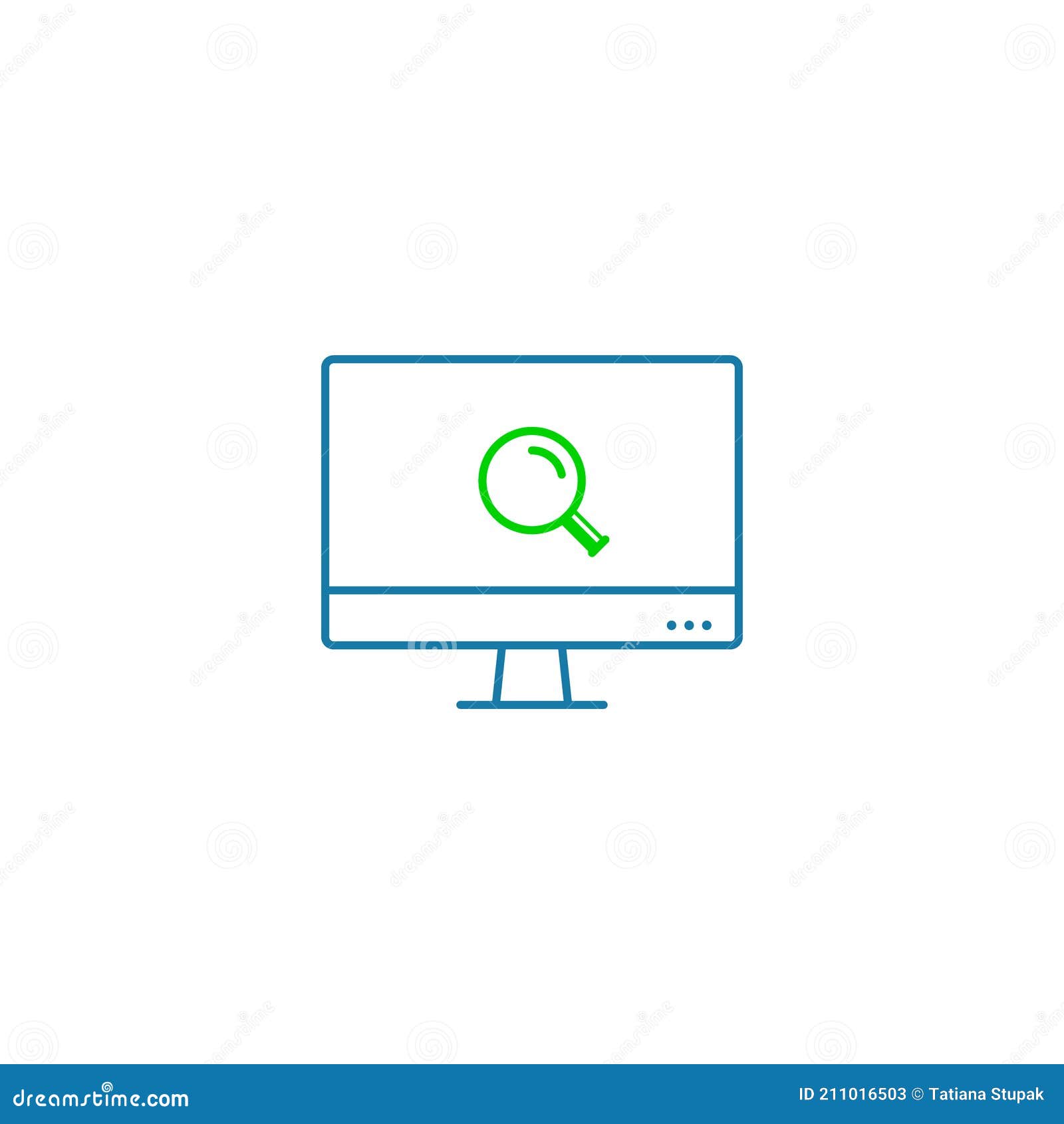 Computermonitor Met Het Pictogram Van Het Vergrootglas Van Het Symbool ...