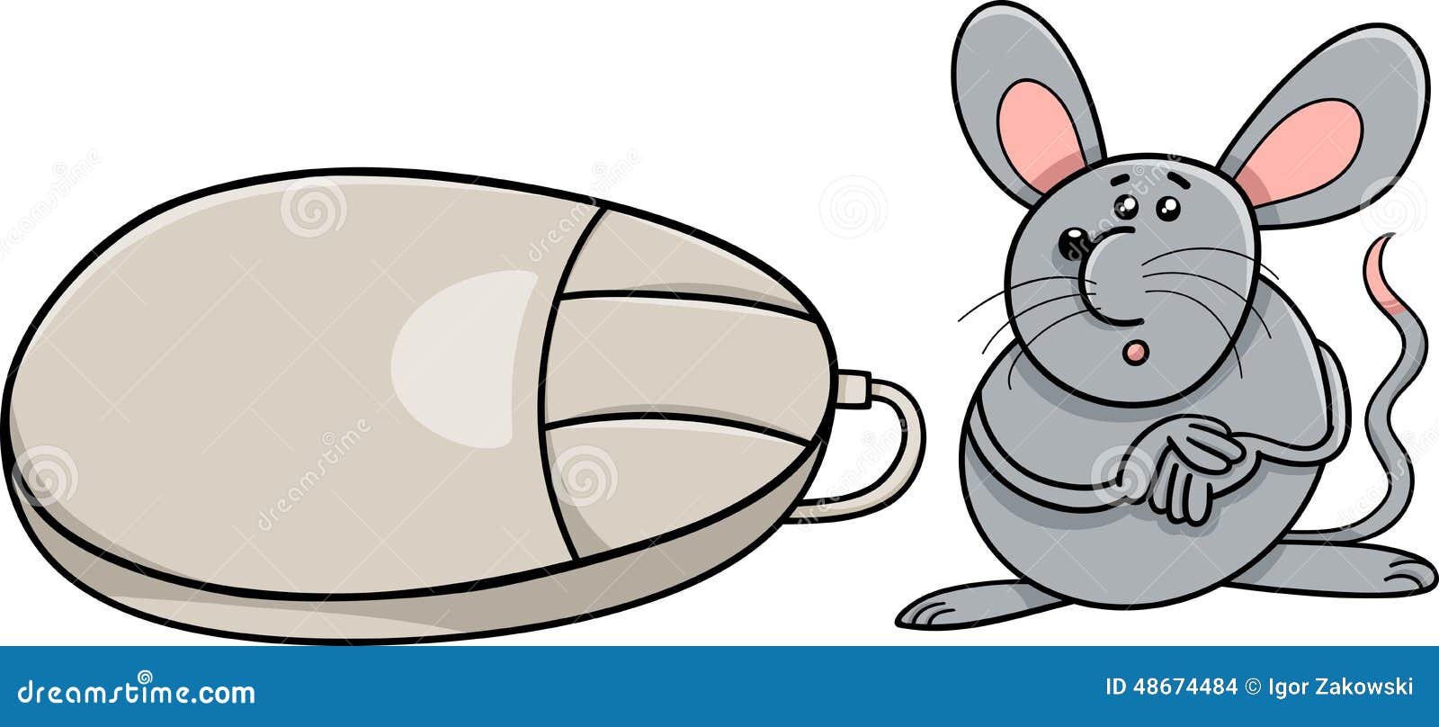 Computermuis En Echt Knaagdierbeeldverhaal Vector Illustratie ...