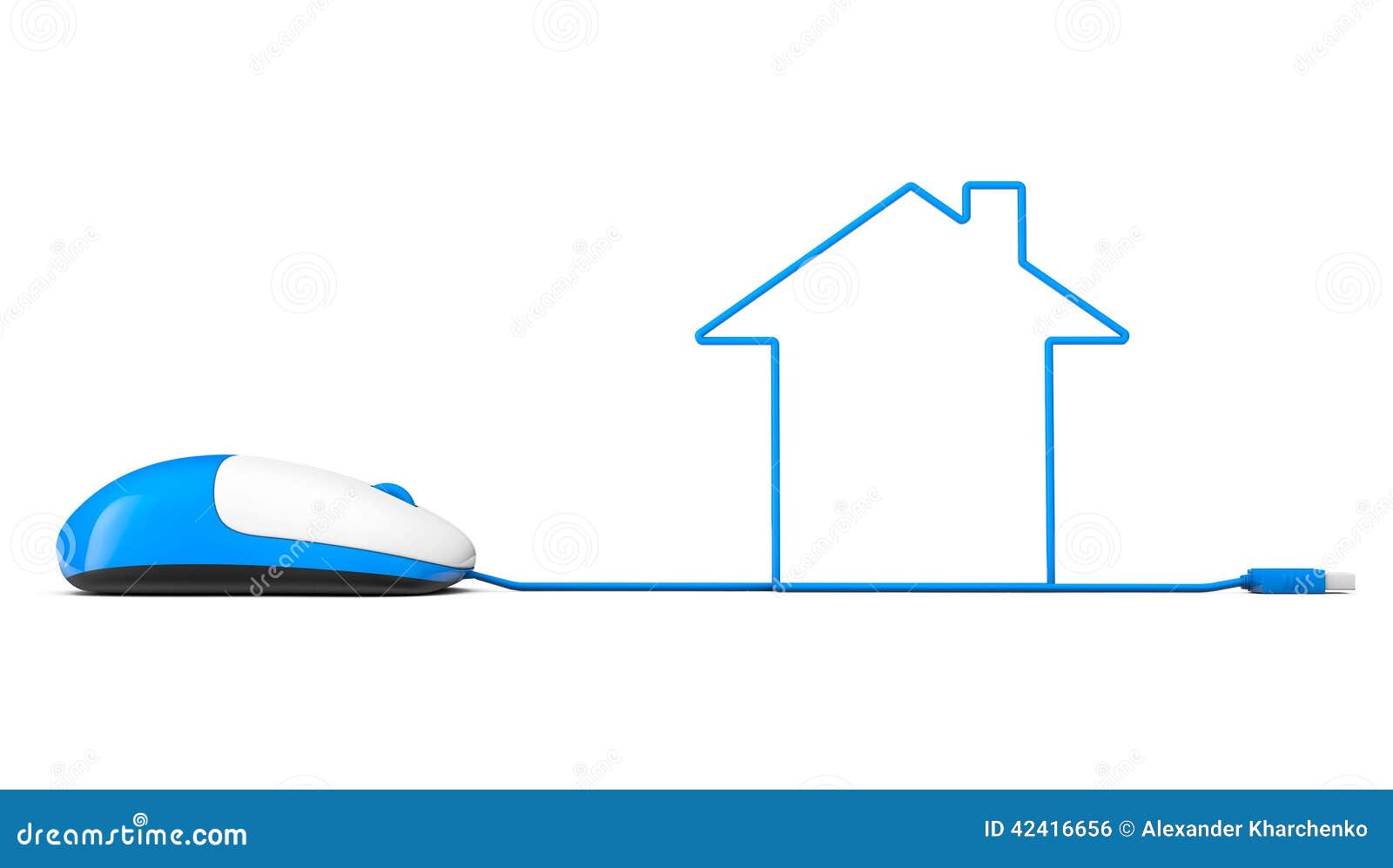 Computermuis En Kabels in Vorm Van Huis Stock Illustratie ...