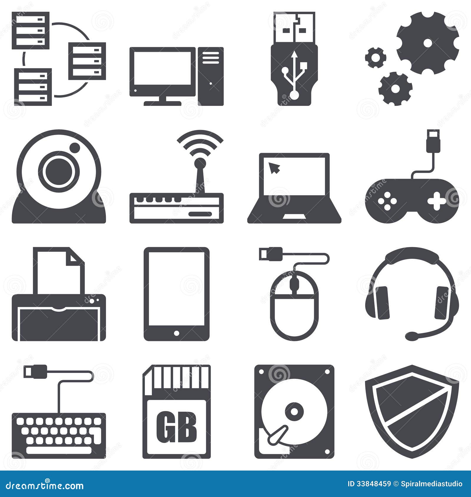 Computerpictogrammen vector illustratie. Illustration of server - 33848459