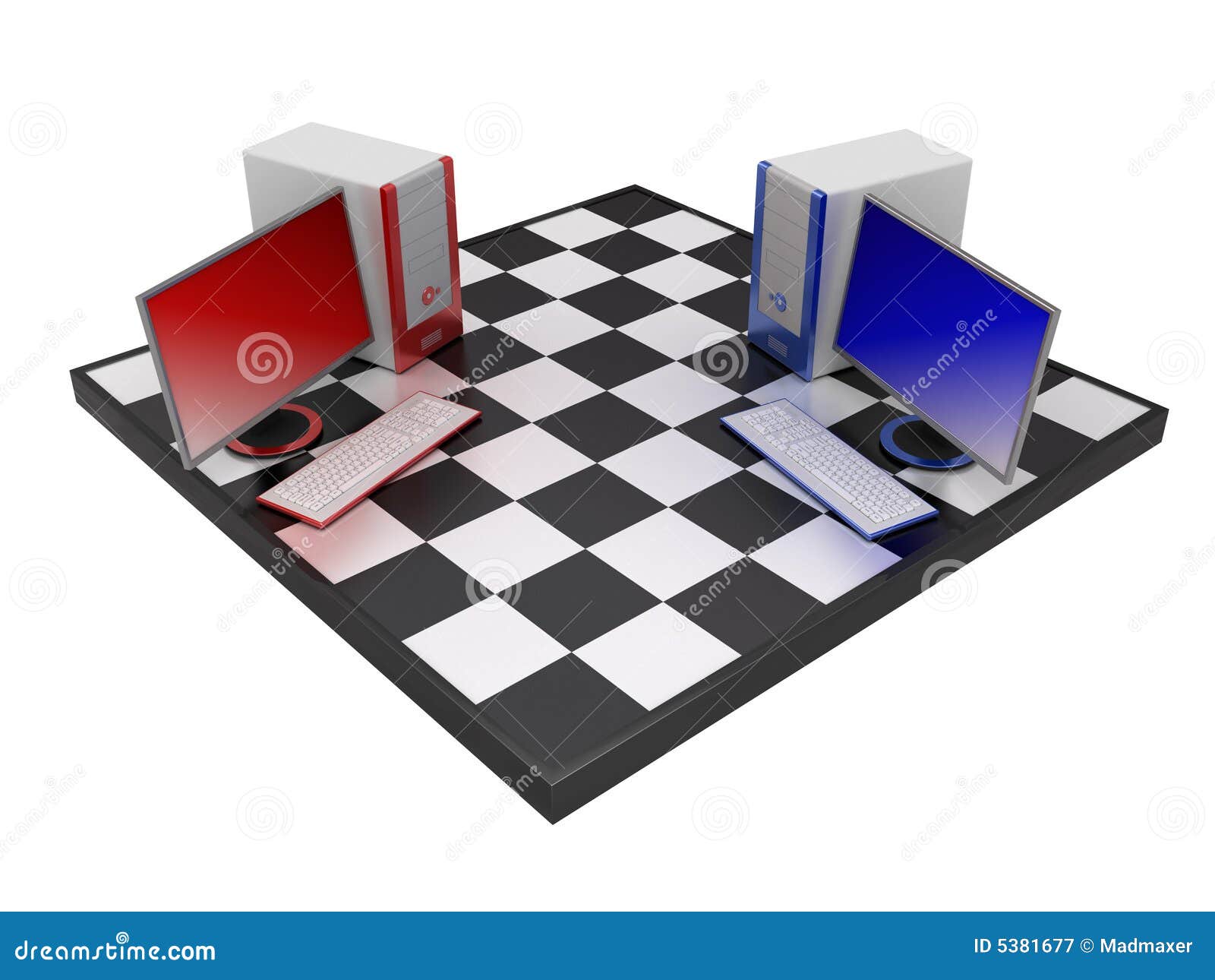 Computers on chessboard stock illustration. Illustration of game - 5381677