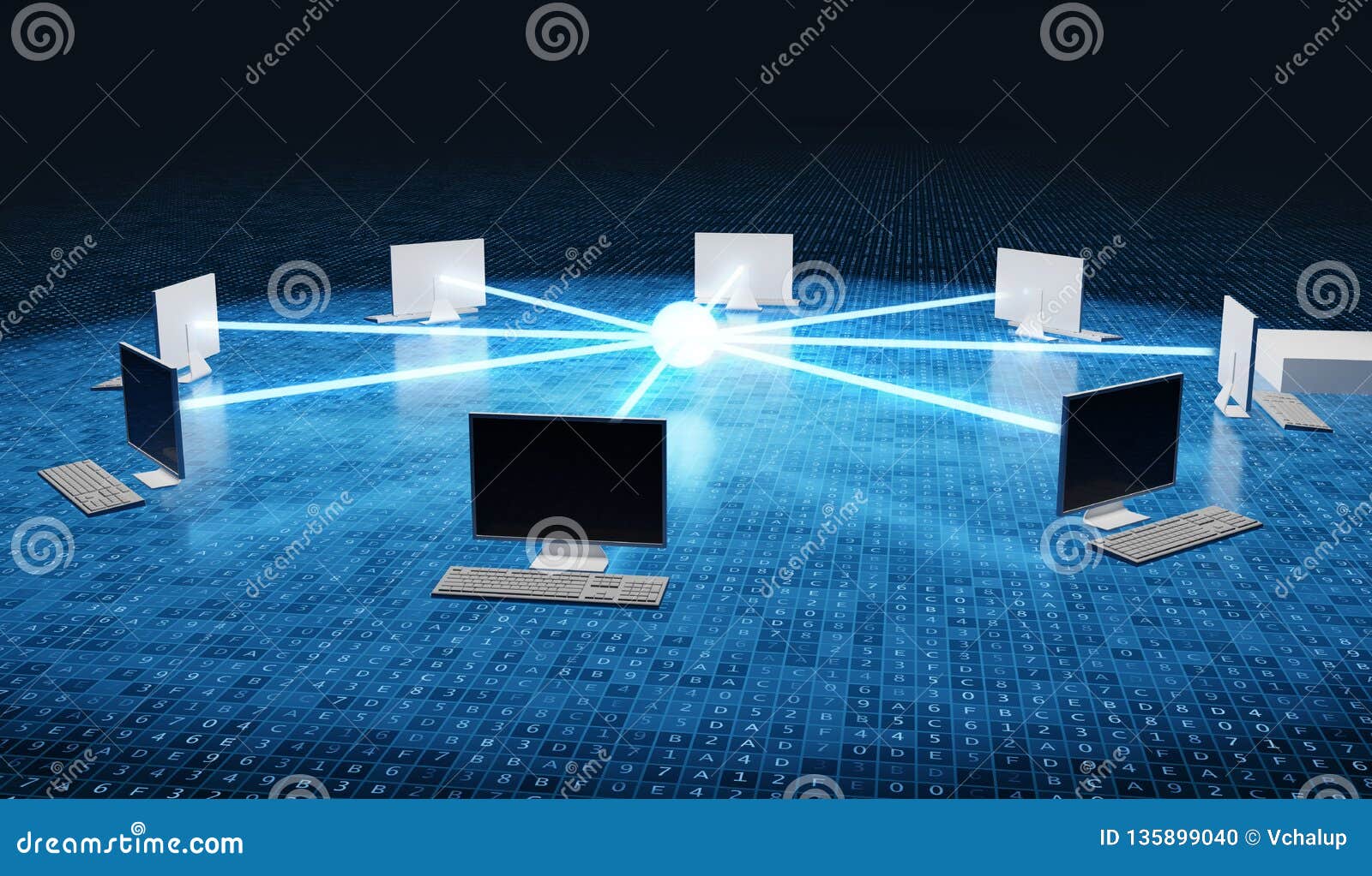 Computers Conected To Network. Internet and Networking Concept. 3D ...