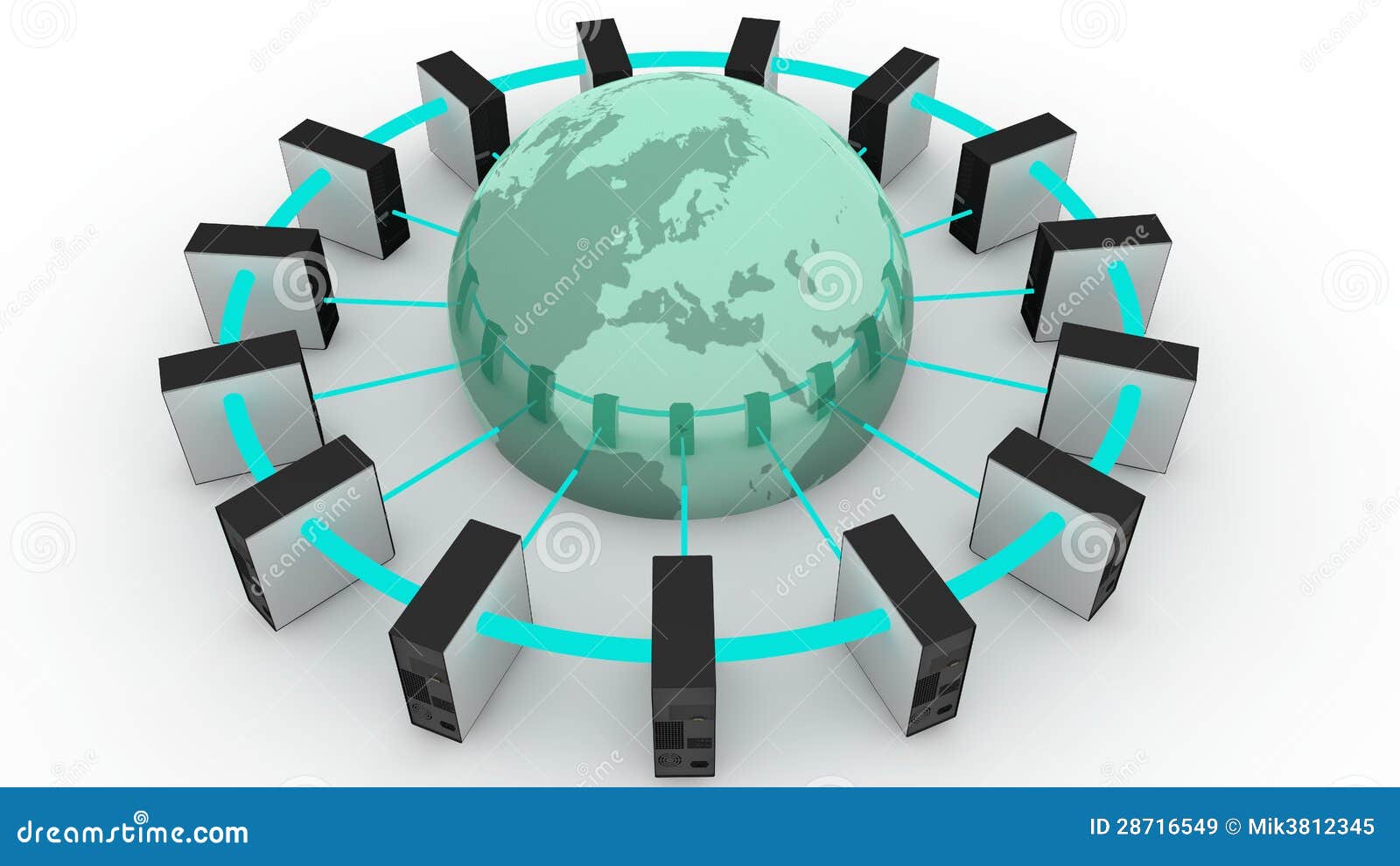 Computers Connected To the World Stock Illustration - Illustration of ...