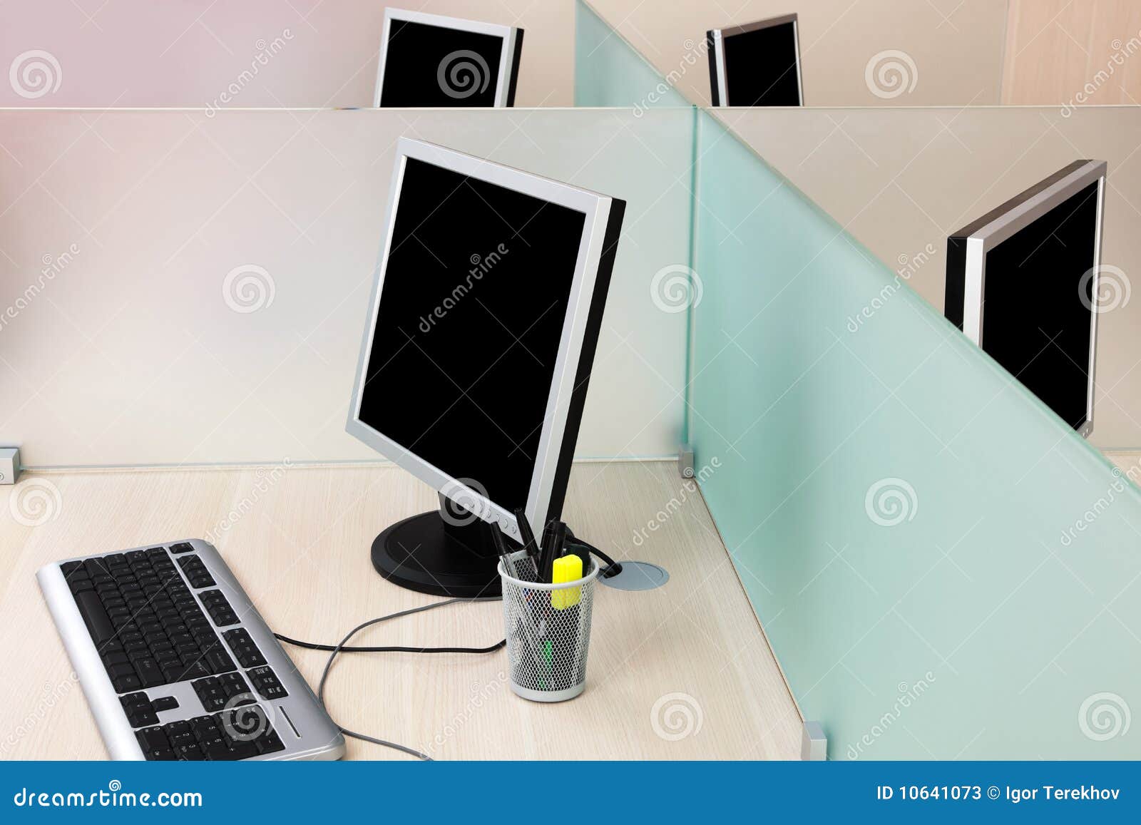 Computers on a desk stock image. Image of office, monitor - 10641073