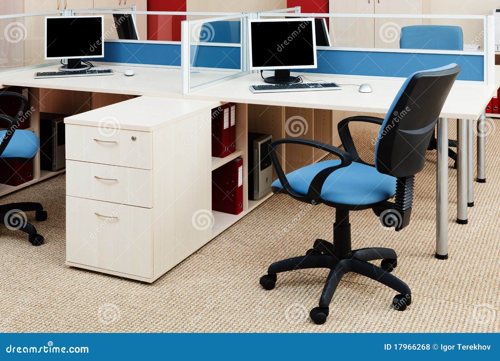 Computers on a desk stock photo. Image of drawer, file - 17966268