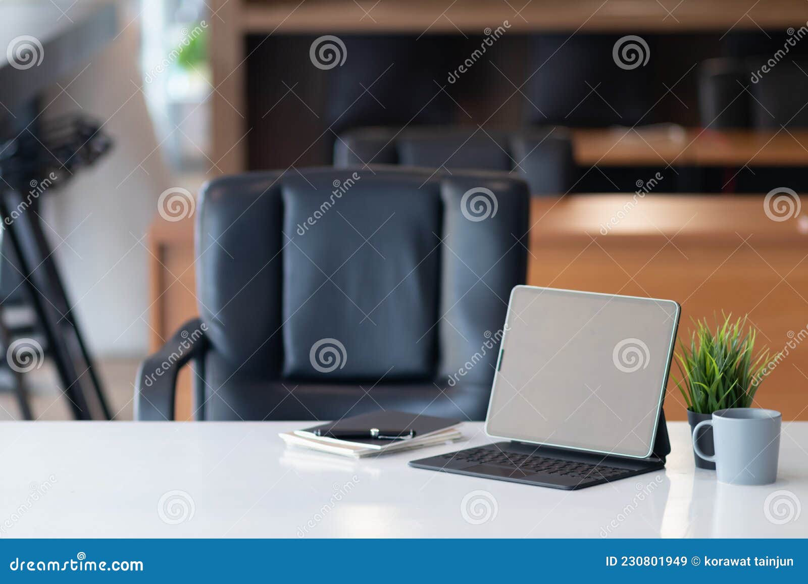 Computers on the Desks are Set Up in the Office To Be Available at All ...