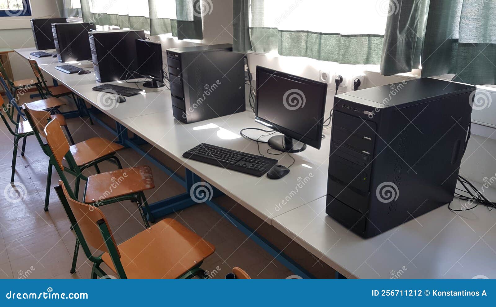 Computers Desktop in School Class Stock Photo - Image of modern, greek ...