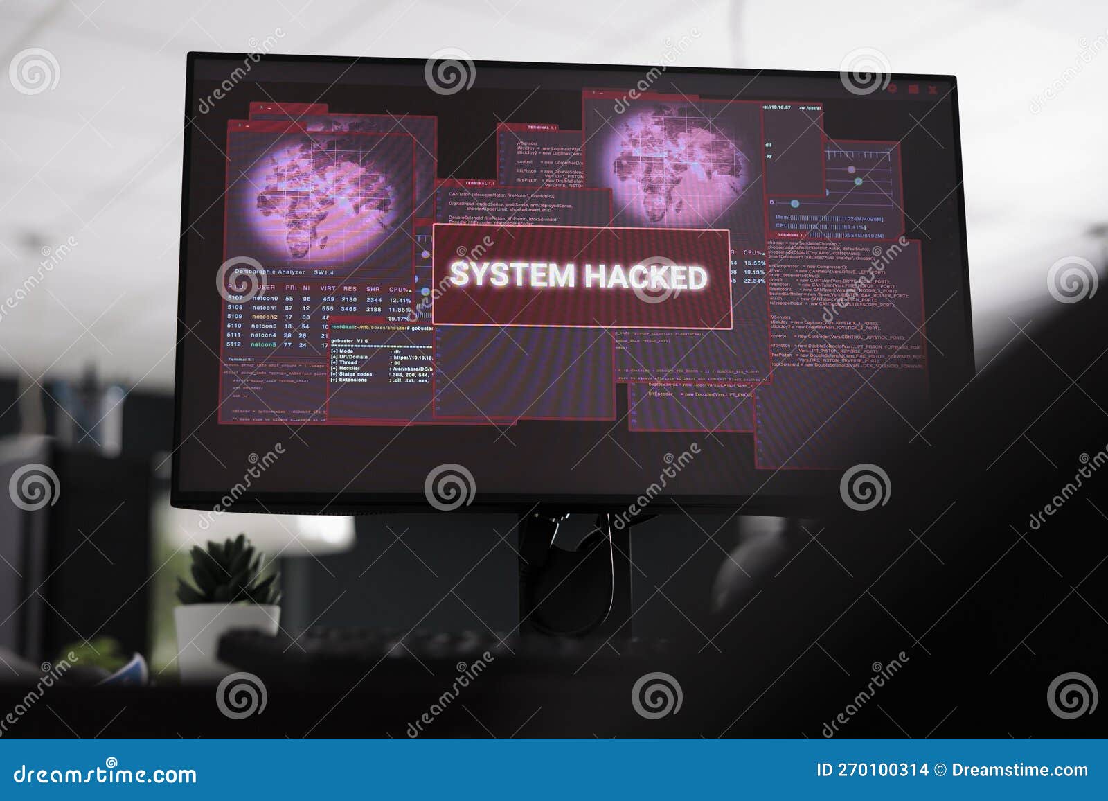 Computers Displaying Hacked System Alert Message Showing on Screen ...