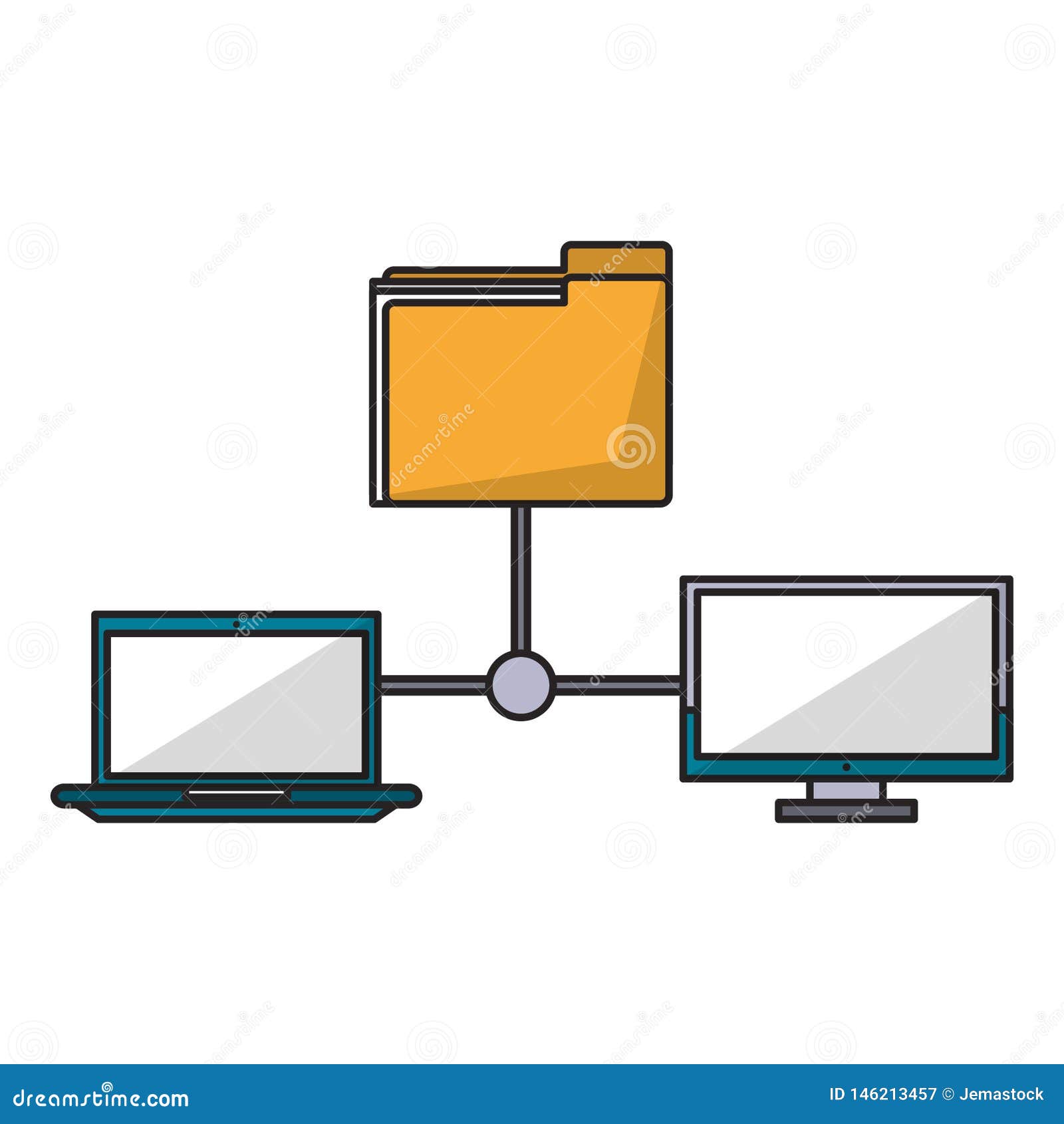 Computers and Documents Folder Stock Vector - Illustration of object ...