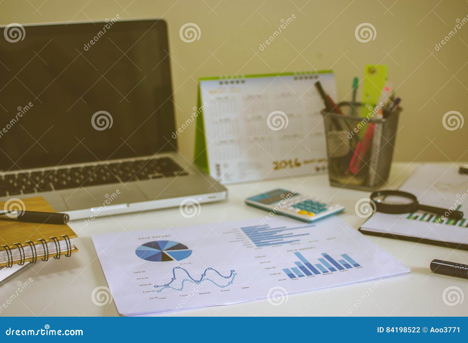 Computers and documents stock photo. Image of table, documents - 84198522