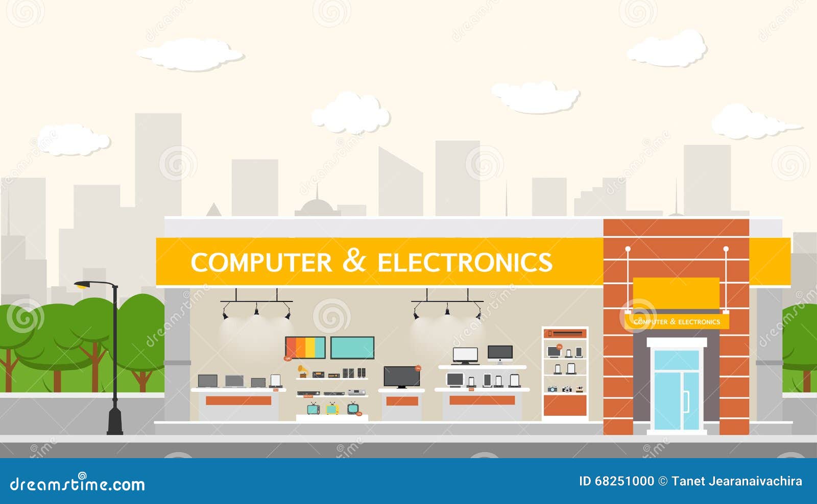 Computers and Electronics Store Building and Interior Stock ...