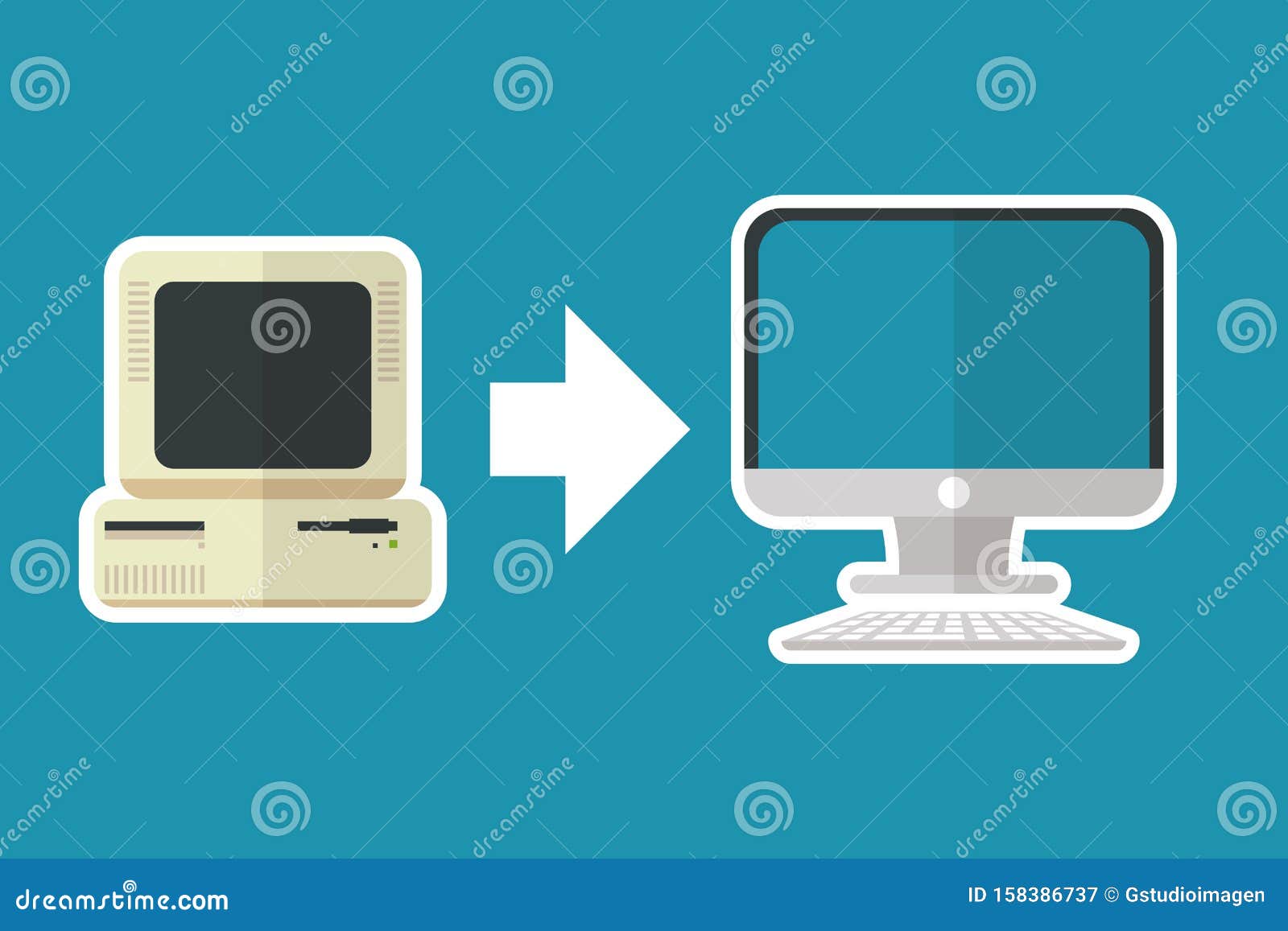 Computers Set, PC Evolution From Obsolete To Modern Vector ...