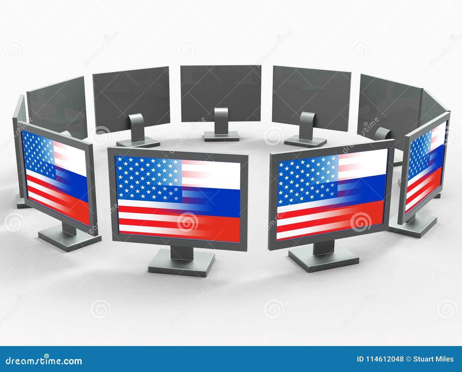 Computers with Flags Shows Hacking 3d Illustration Stock Illustration ...