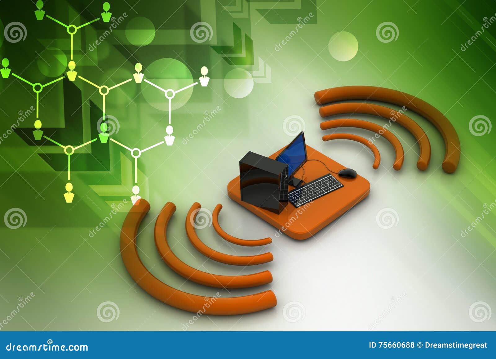 Computers with Internet Signal Stock Illustration - Illustration of ...
