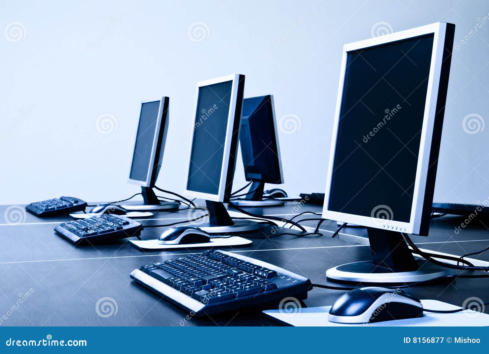Computers with LCD screens stock image. Image of desk - 8156877
