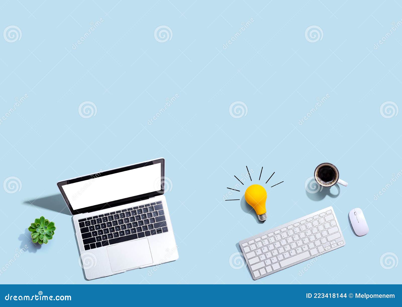 Computers with a Light Bulb Stock Photo - Image of distance, light ...