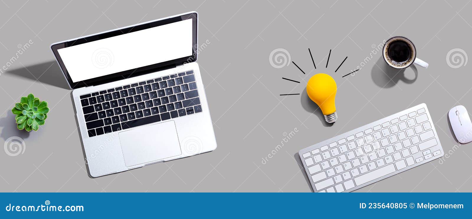 Computers with a Light Bulb Stock Image - Image of home, finance: 235640805