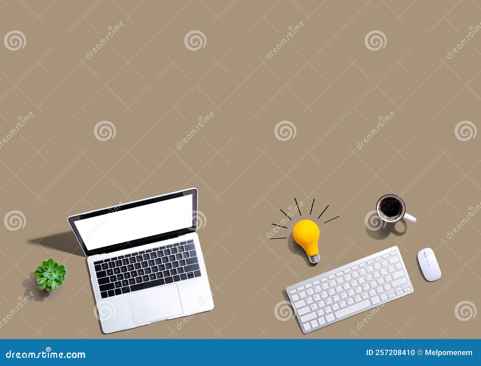 Computers with a Light Bulb Stock Photo - Image of power, laptop: 257208410