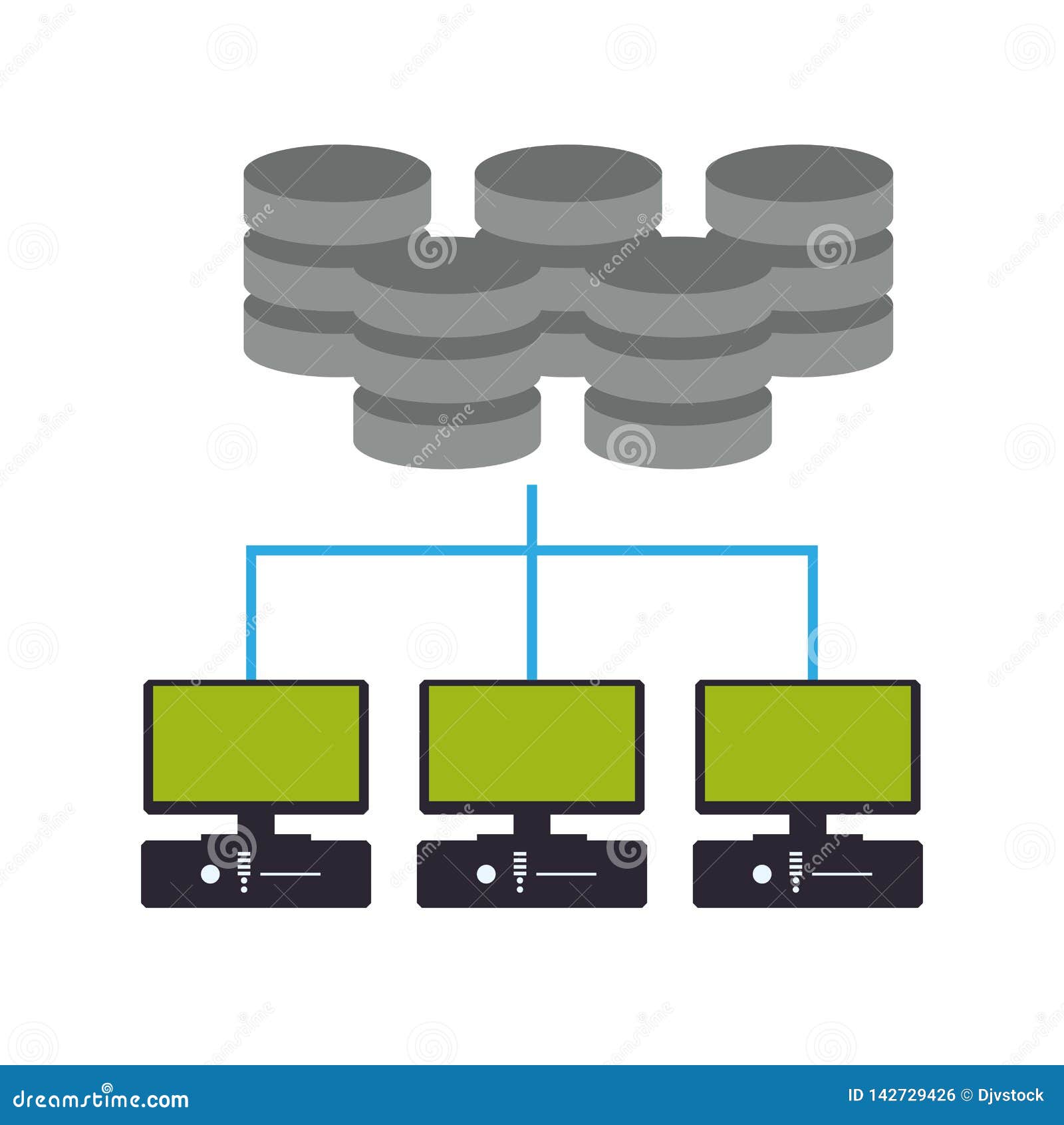 Computers Network with Data Disks Stock Vector - Illustration of device ...