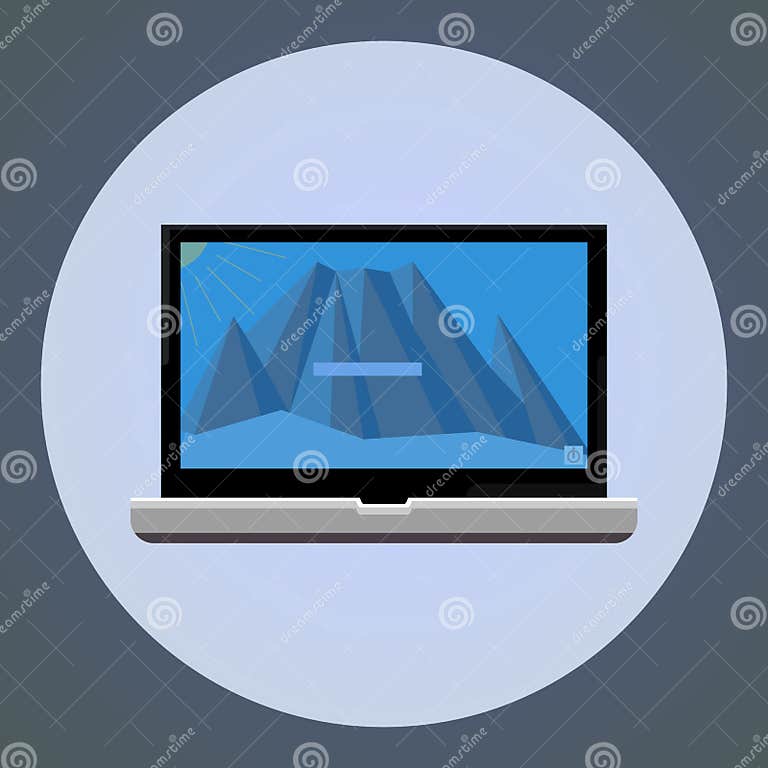 Computers, Nice Screen Landscape Vector Drawing of a Laptop Computer ...