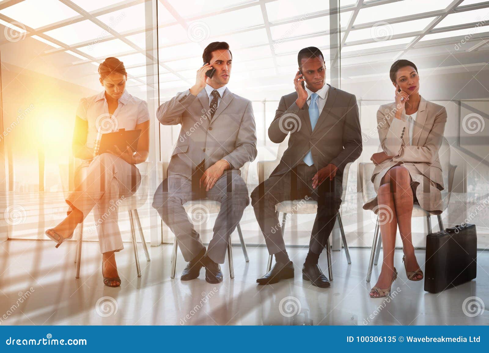 Composite Image of Computers in Office Stock Image - Image of ...