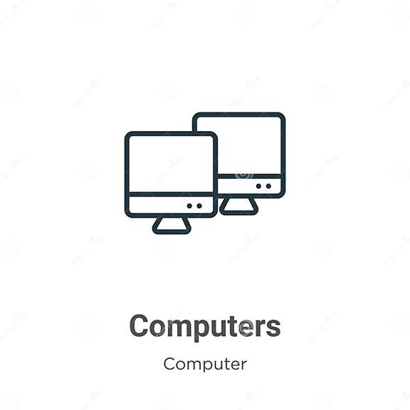 Computers Outline Vector Icon. Thin Line Black Computers Icon, Flat ...