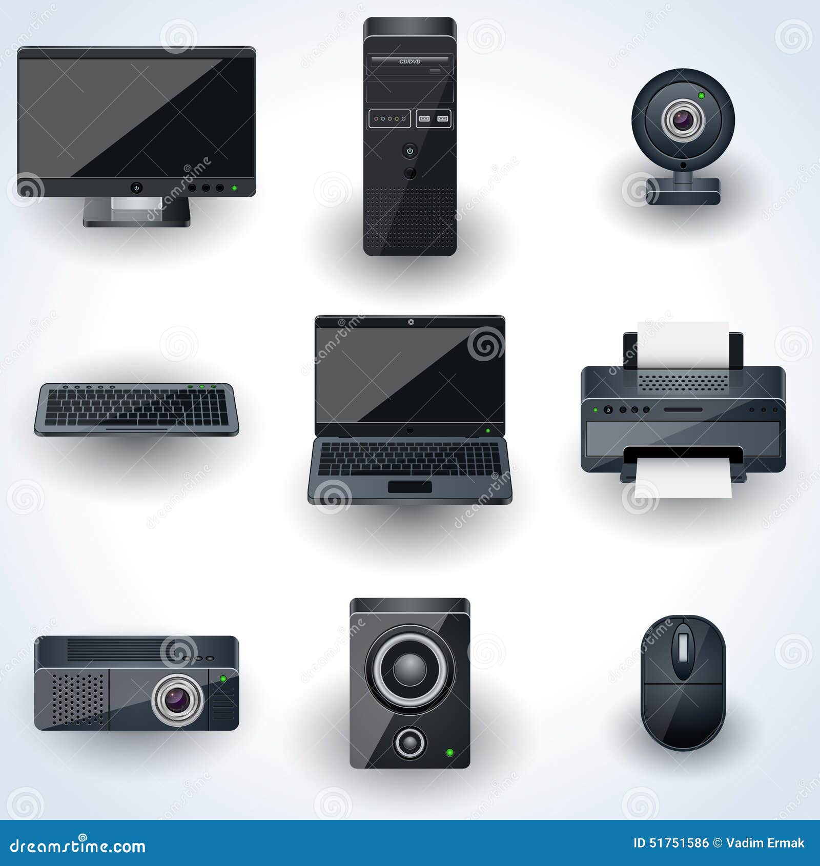 Computers and Peripherals Vector Icons Stock Vector - Illustration of ...