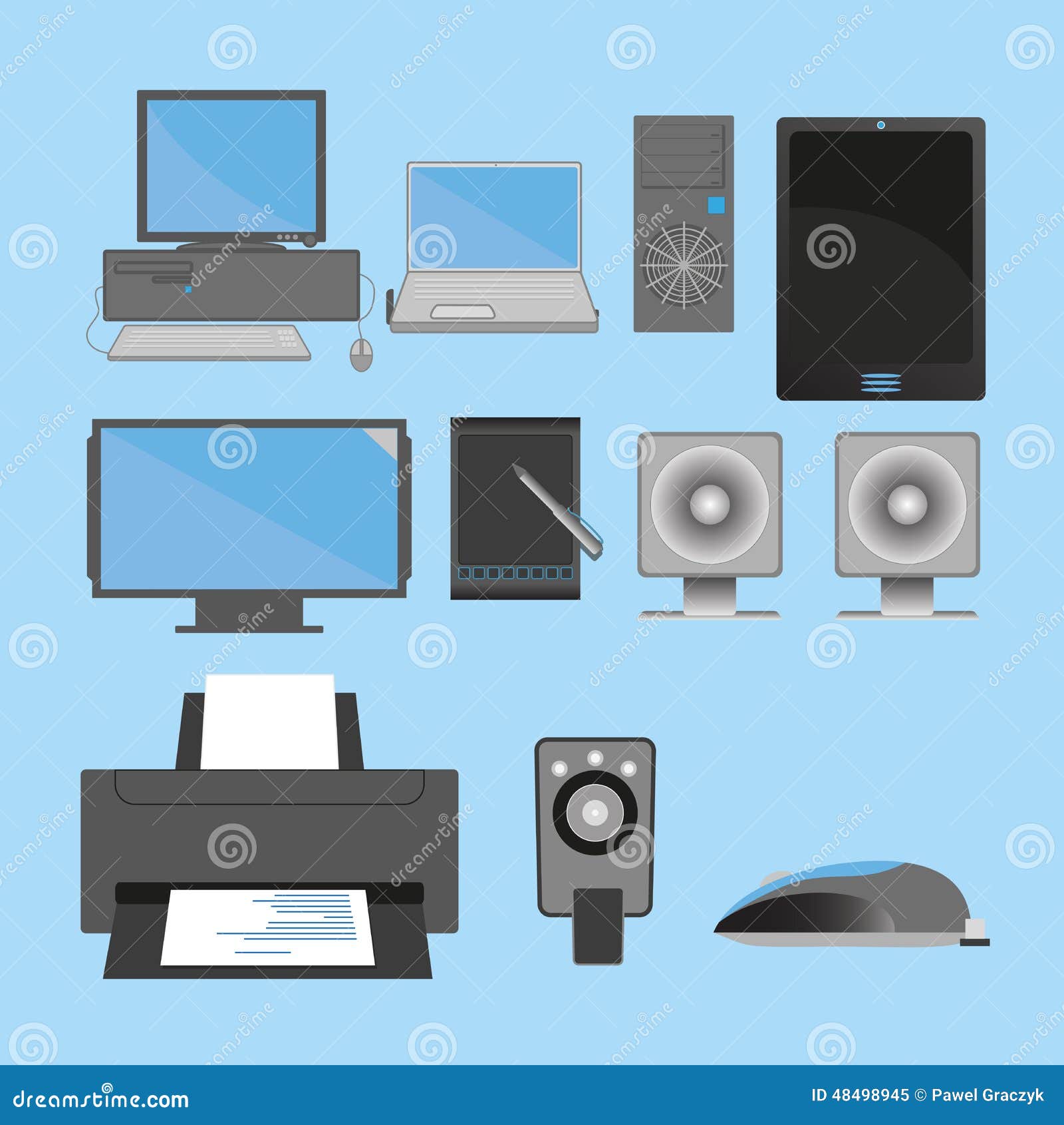 Computers and peripherials stock vector. Illustration of desktop - 48498945
