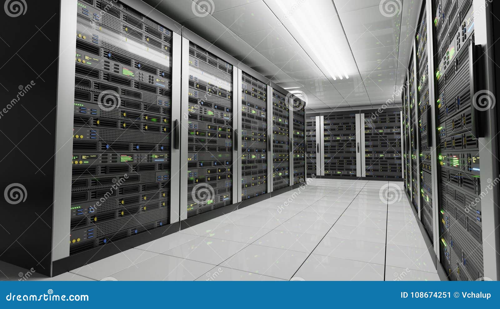 Computers and Servers in Datacenter. Data Storage and Cloud Services ...