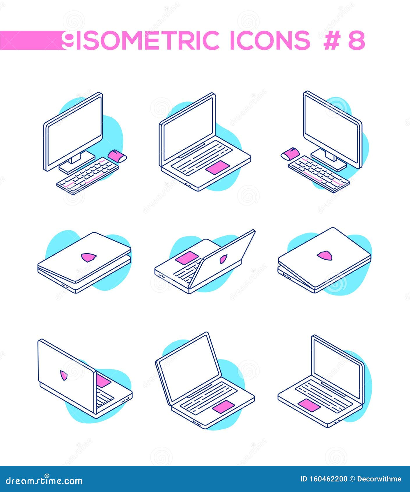 Computers - Set of Modern Vector Isometric Elements Stock Vector ...
