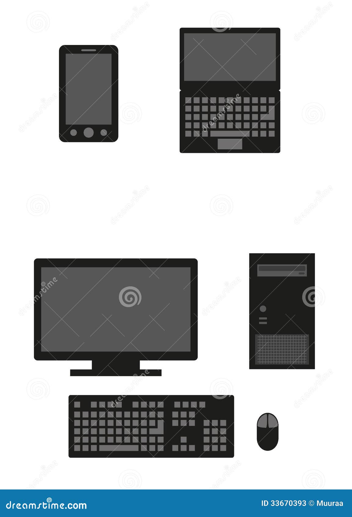Computers silhouette stock vector. Illustration of clever - 33670393