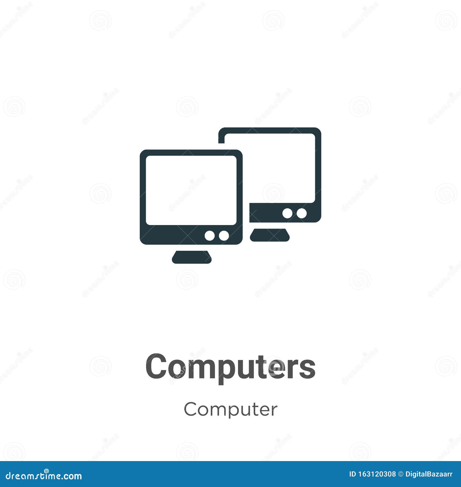 Computers Vector Icon on White Background. Flat Vector Computers Icon ...