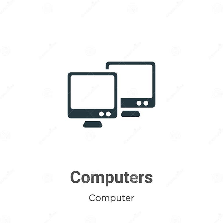 Computers Vector Icon on White Background. Flat Vector Computers Icon ...