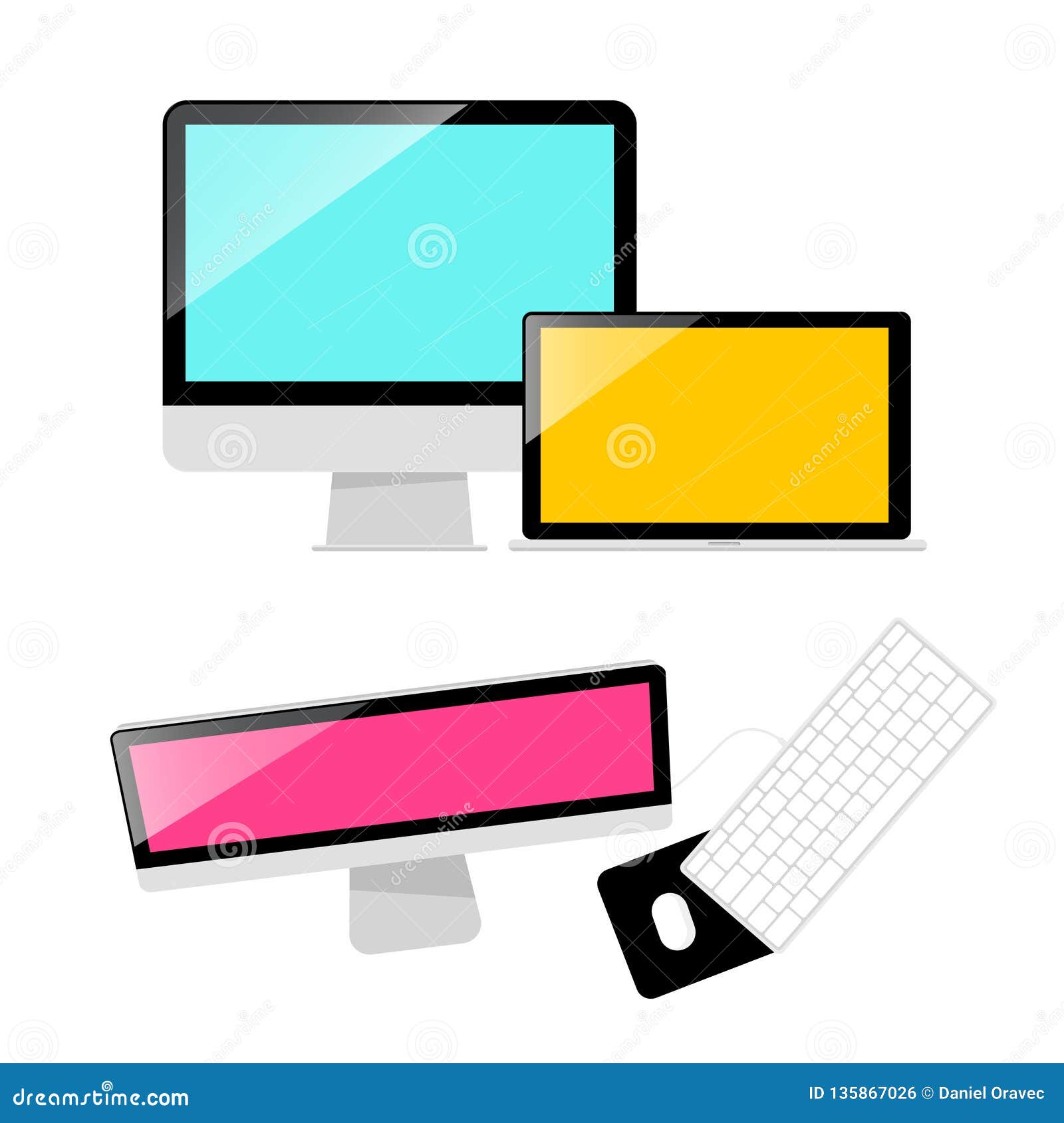 Computers Vector Illustration. Computer, Laptop and Keyboard Stock ...