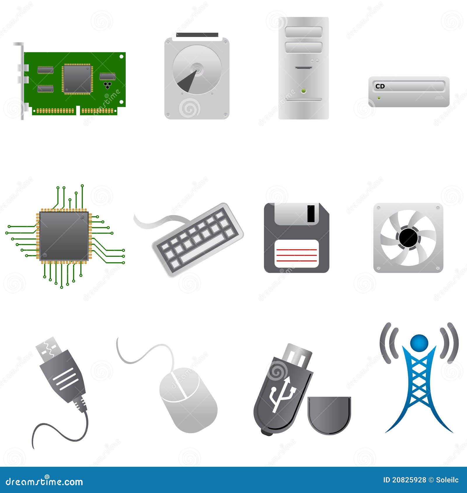 Computerteile Und -hardware Vektor Abbildung - Illustration von ...
