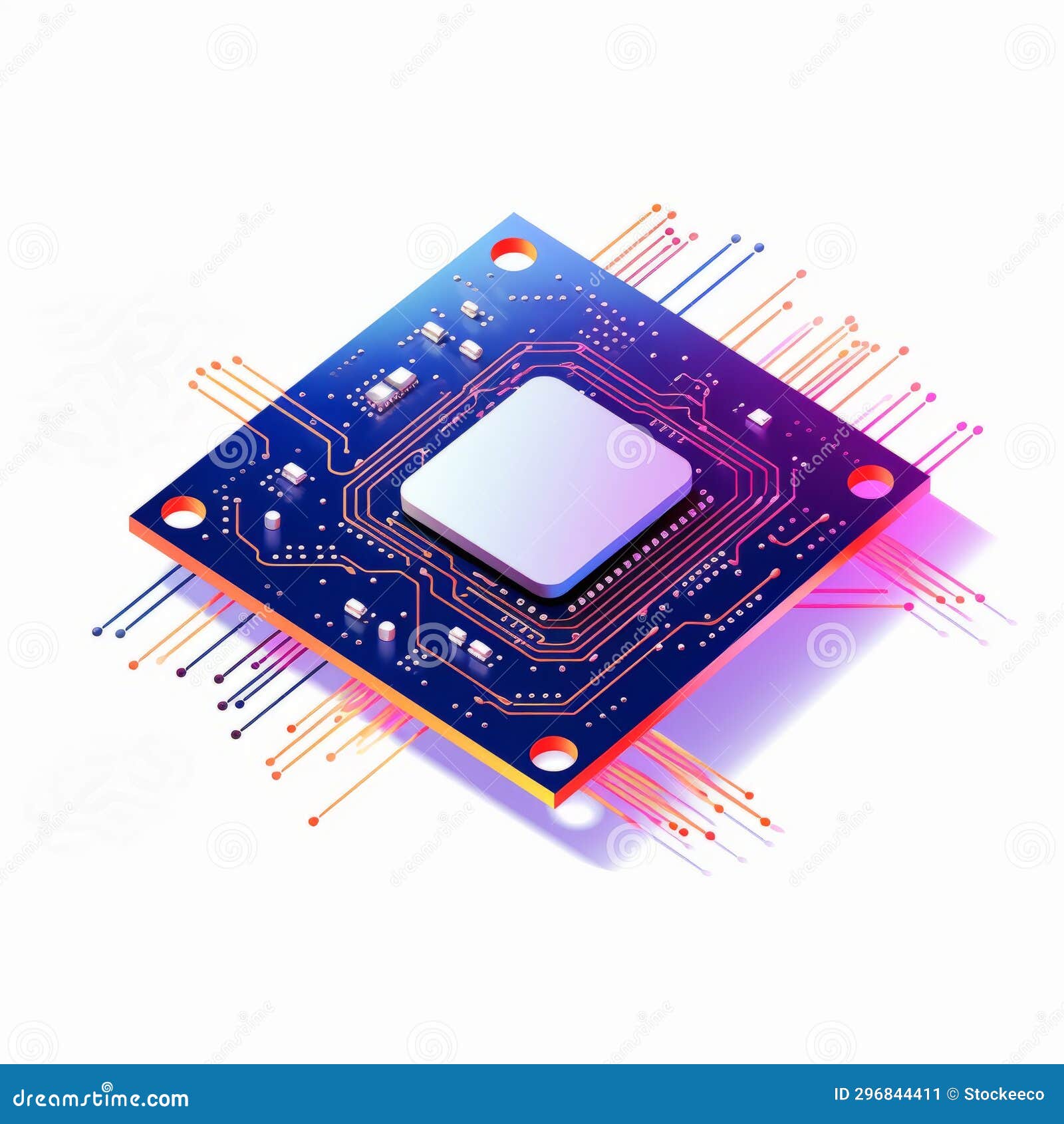 Vibrant Futuristic Chip Illustration on White Background Stock ...