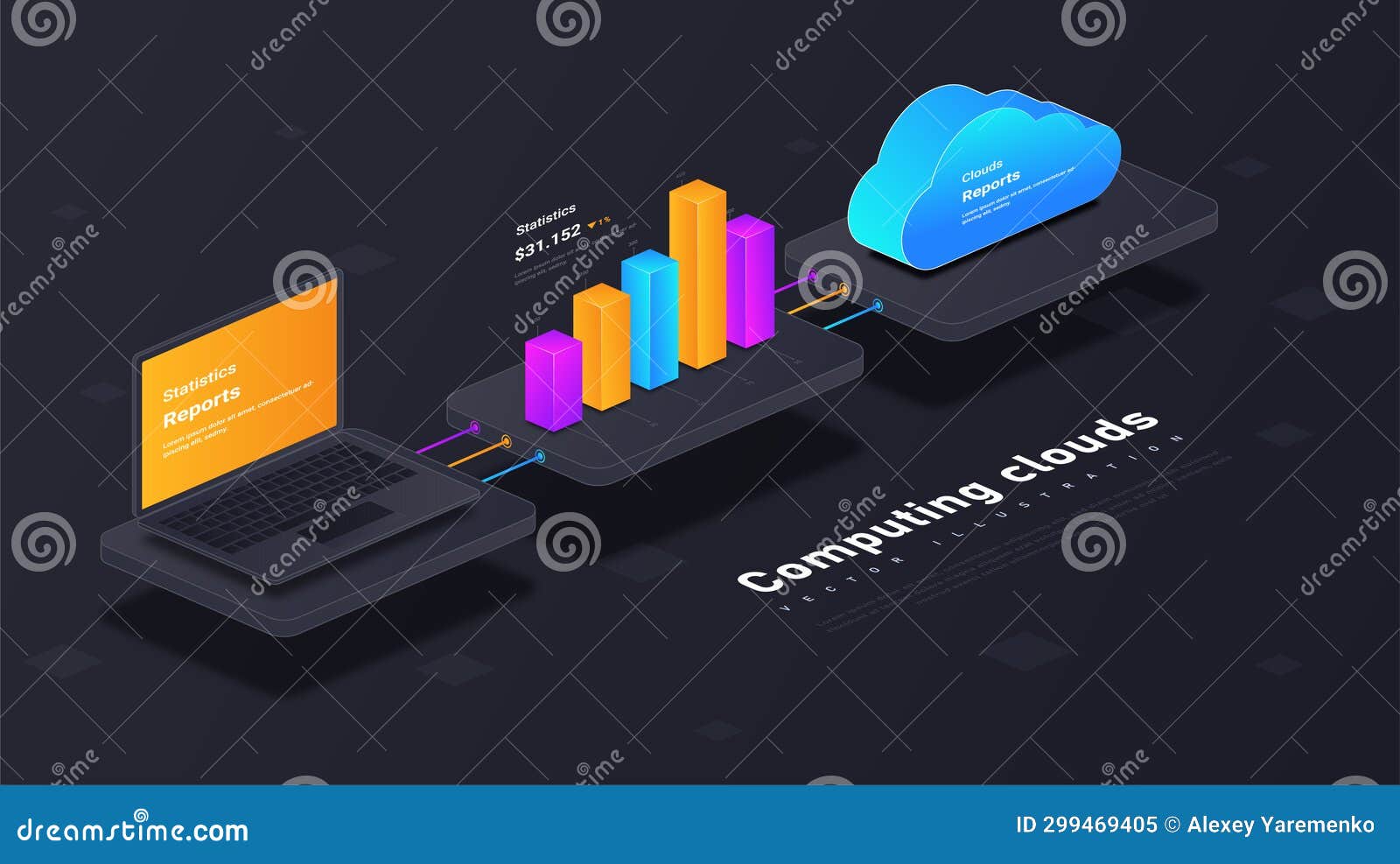 Computing for Cloud Poster Vector Stock Vector - Illustration of ...