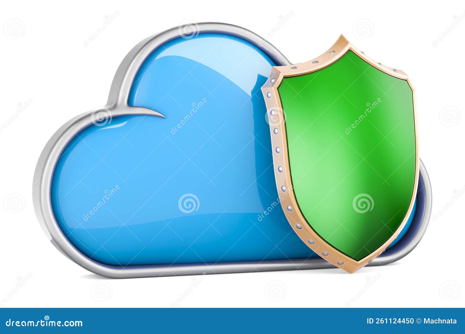 Computing Cloud with Shield, 3D Rendering Stock Illustration - Illustration of cover, concept ...