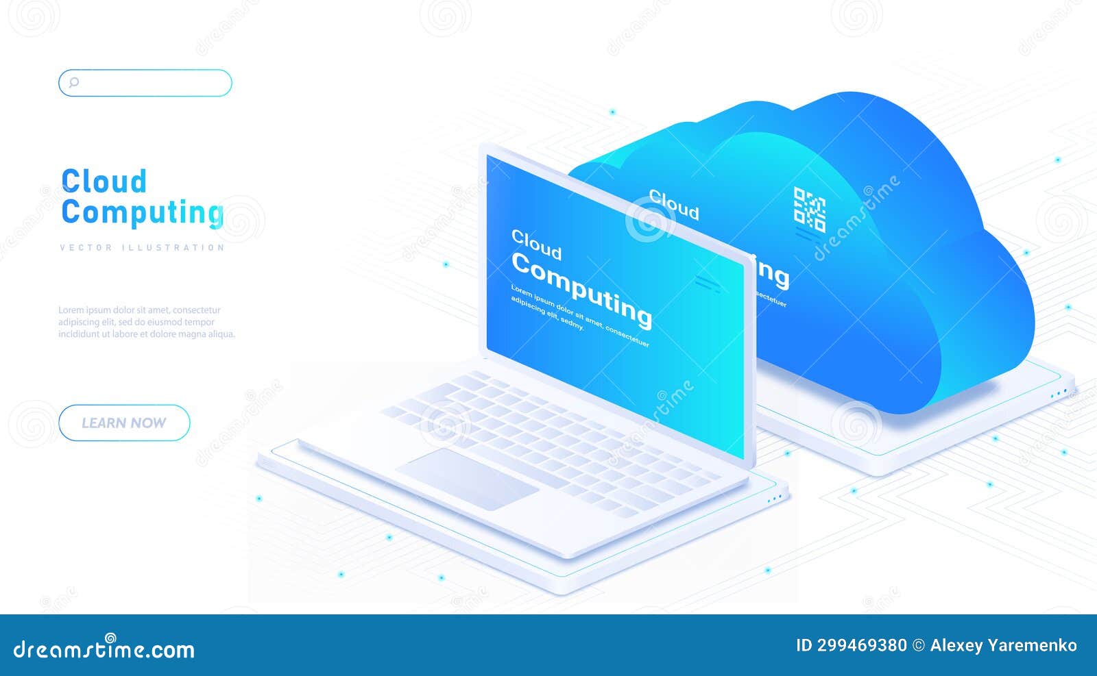 Computing Cloud White Poster Vector Stock Illustration - Illustration ...