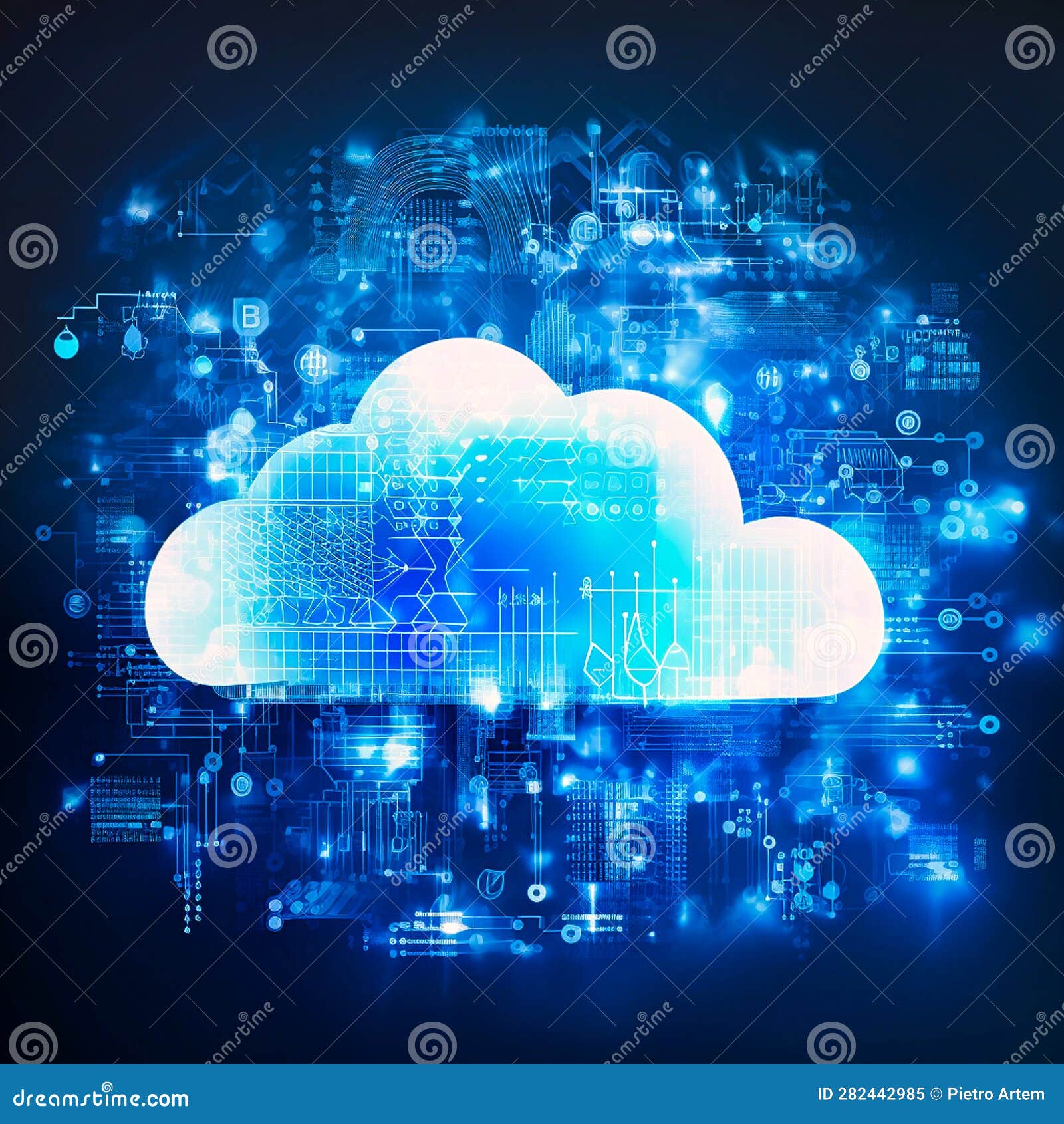 Computing And The Concept Of Big Data Cloud Computing Generative Ai Stock Illustration