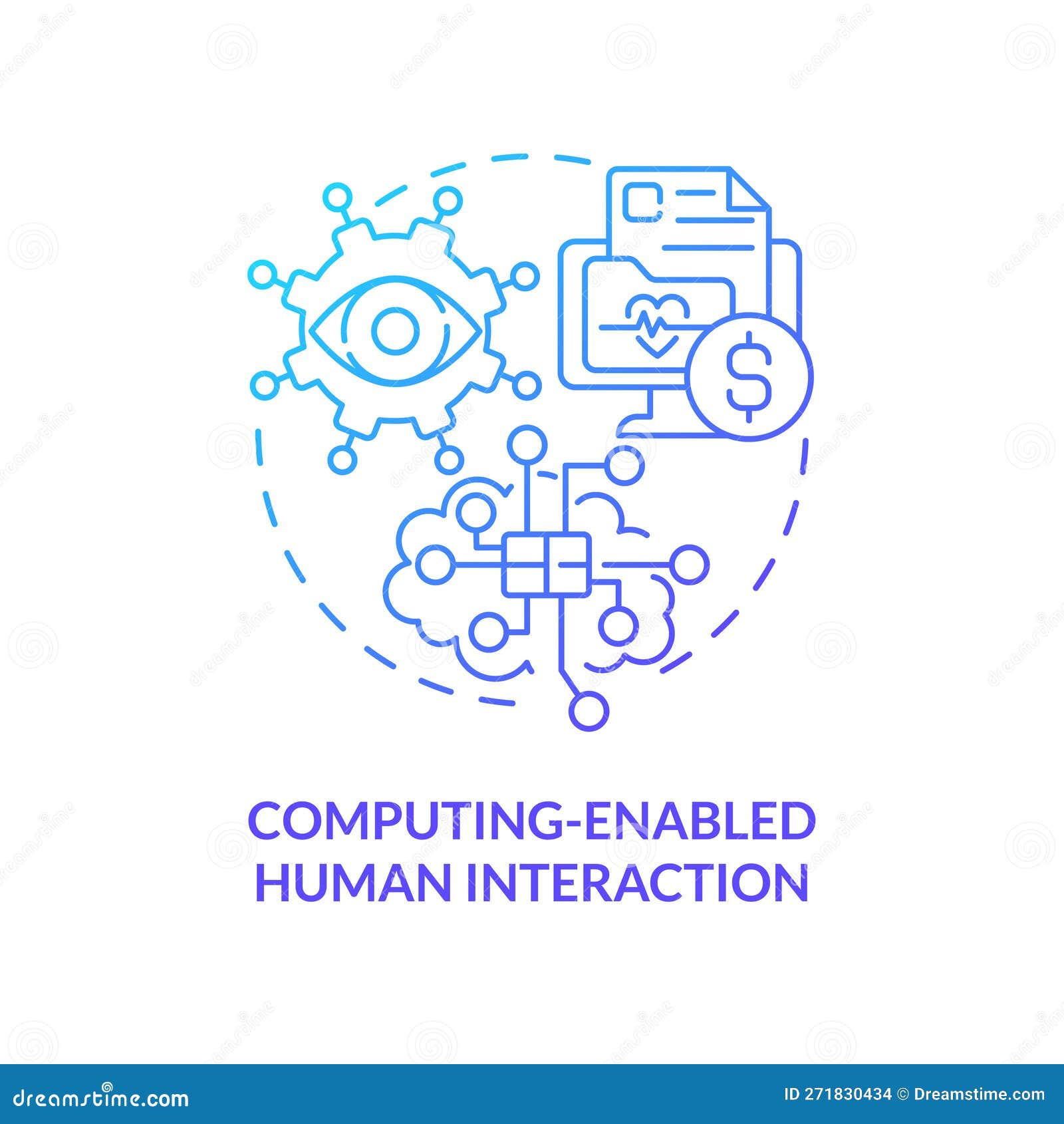 Computing Enabled Human Interaction Blue Gradient Concept Icon Stock ...