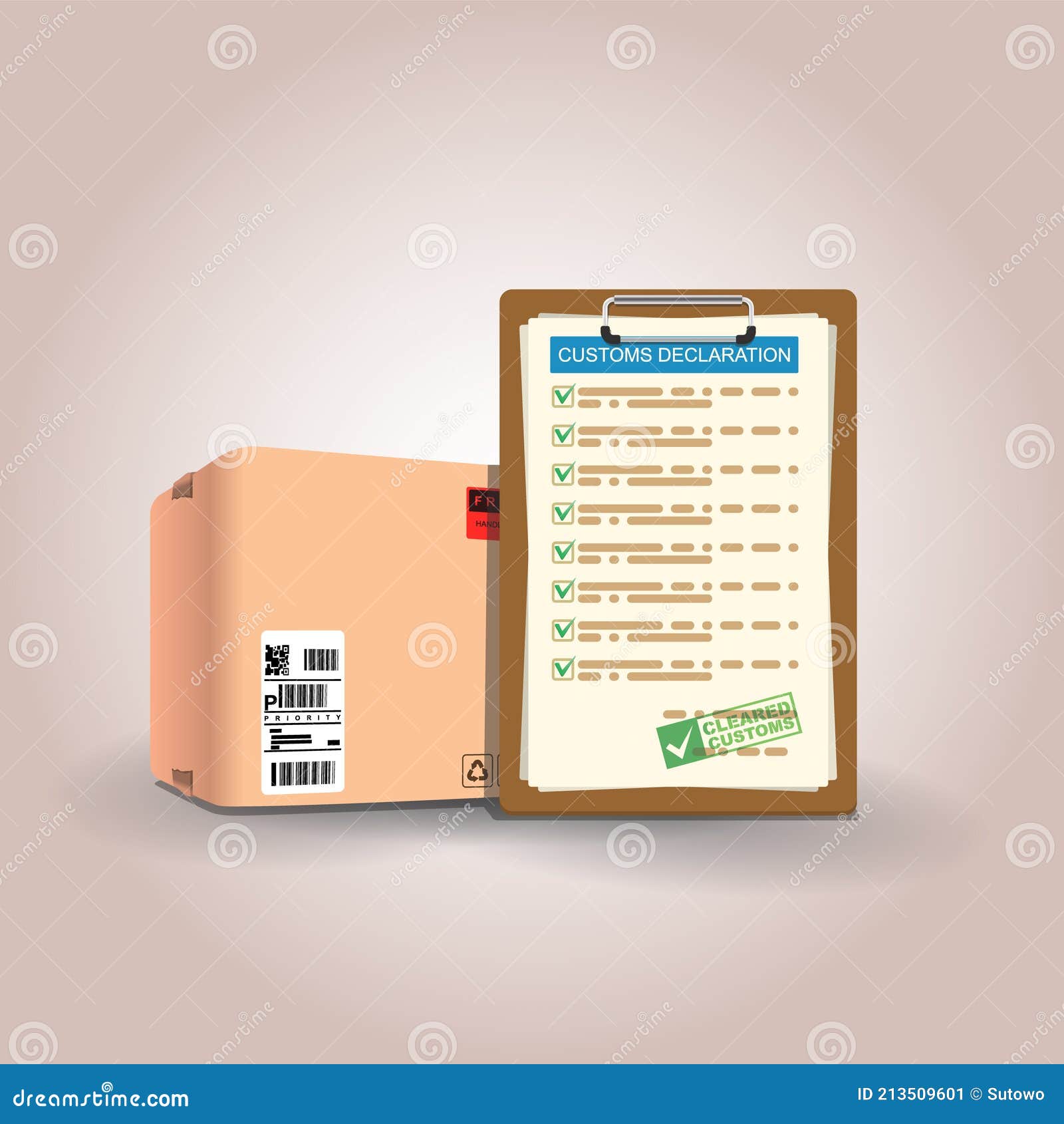 Customs Declaration Concept. Isolated Checked Customs Declaration ...
