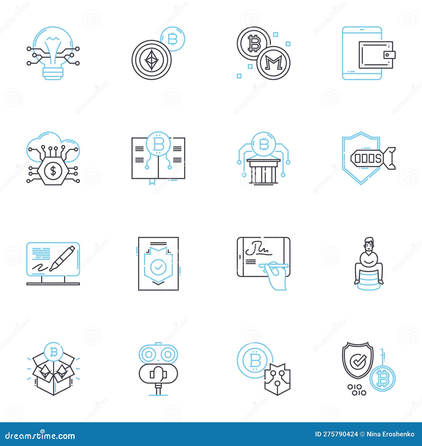 Computing Linear Icons Set. Programming, Nerking, Cybersecurity, Artificial Intelligence ...
