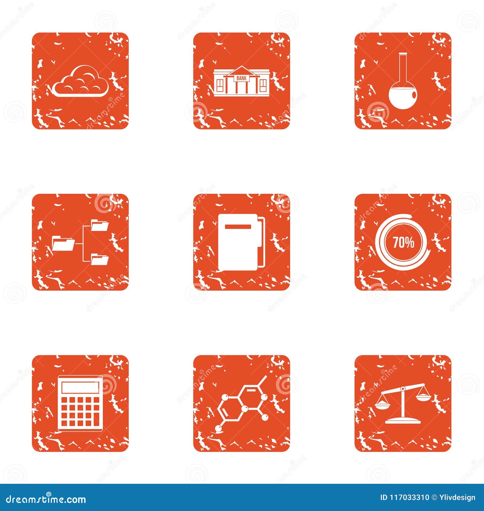 Computing Machine Icons Set, Grunge Style Stock Vector - Illustration ...
